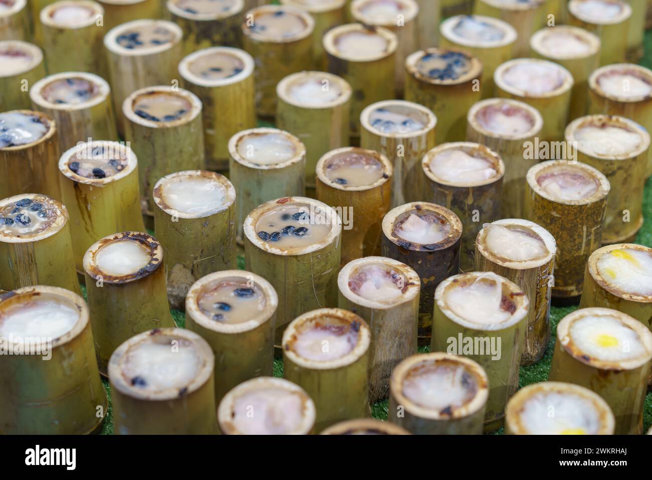 Delicious Khao Lam, Thai sticky rice with coconut milk and black beans ...