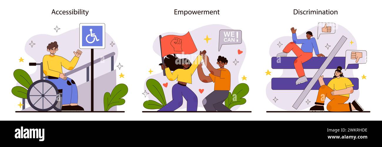 Inclusive Society set. Depicting supportive embrace, equal ...