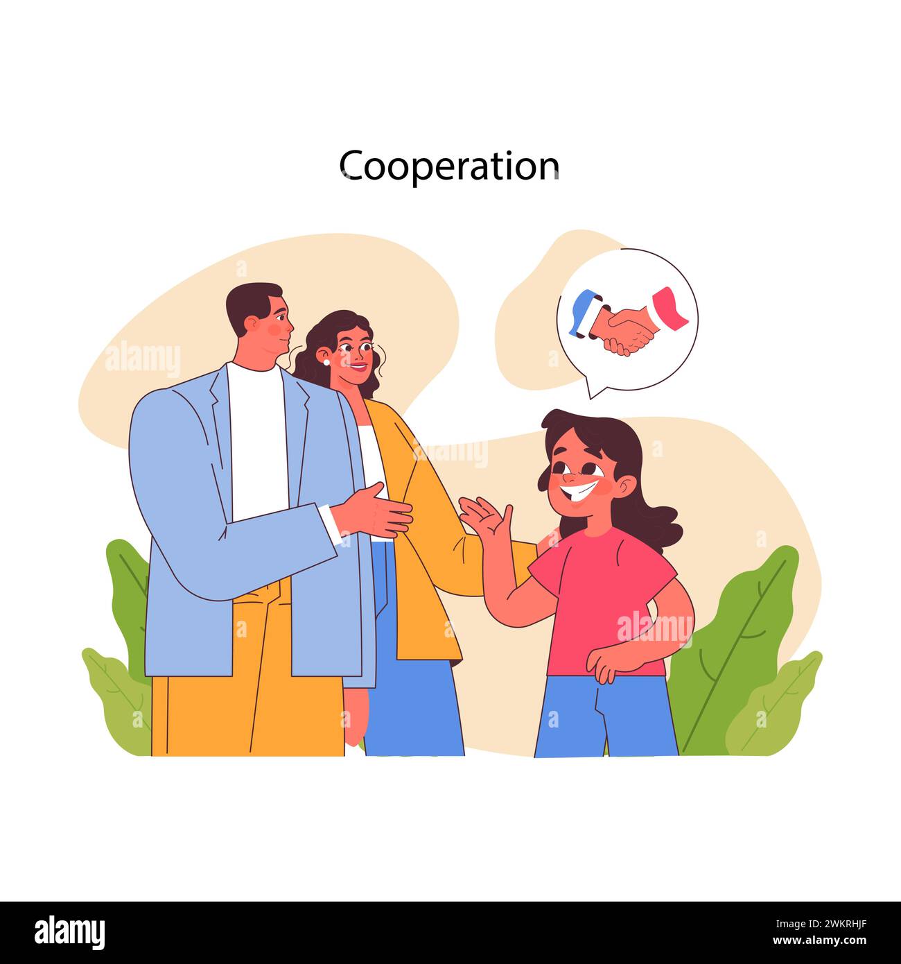 Cooperation concept. A cheerful group showcases teamwork with a ...