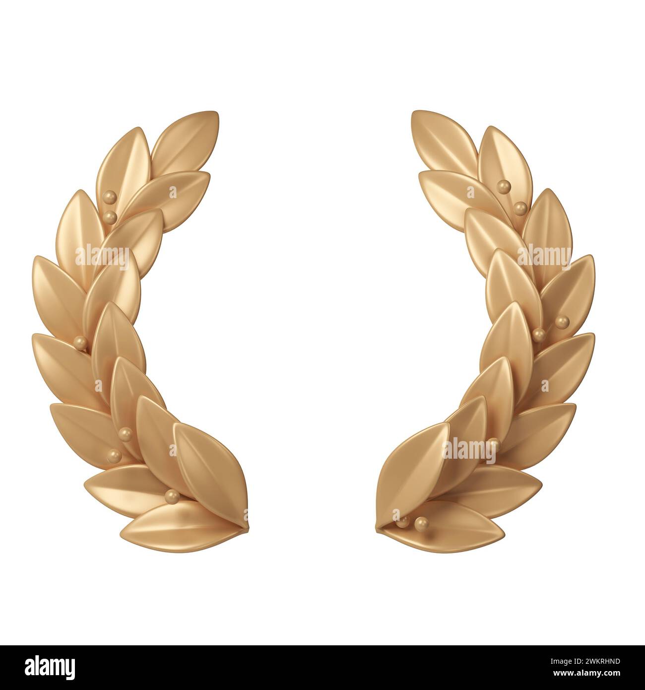3d rendering golden laurel wreath frame with place for text. Trophy ...