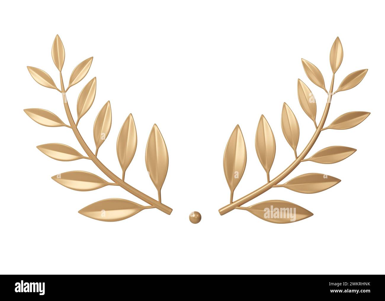 3d rendering golden laurel wreath. Trophy, award, champion victory ...
