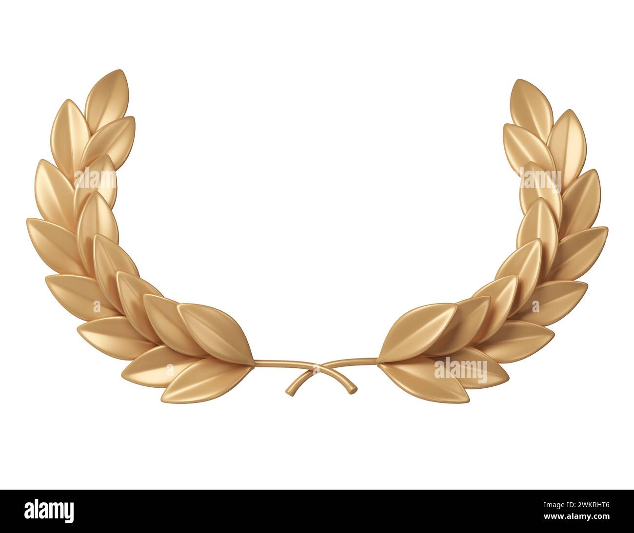 3d rendering golden laurel wreath. Trophy, award, champion victory ...