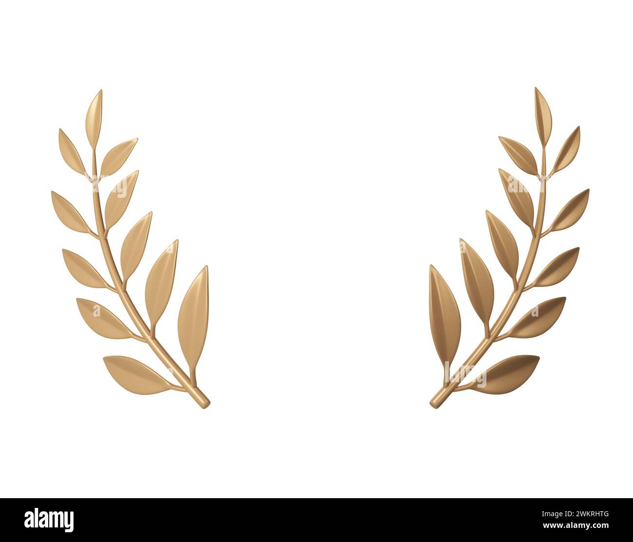 3d rendering golden laurel wreath frame with place for text. Trophy ...