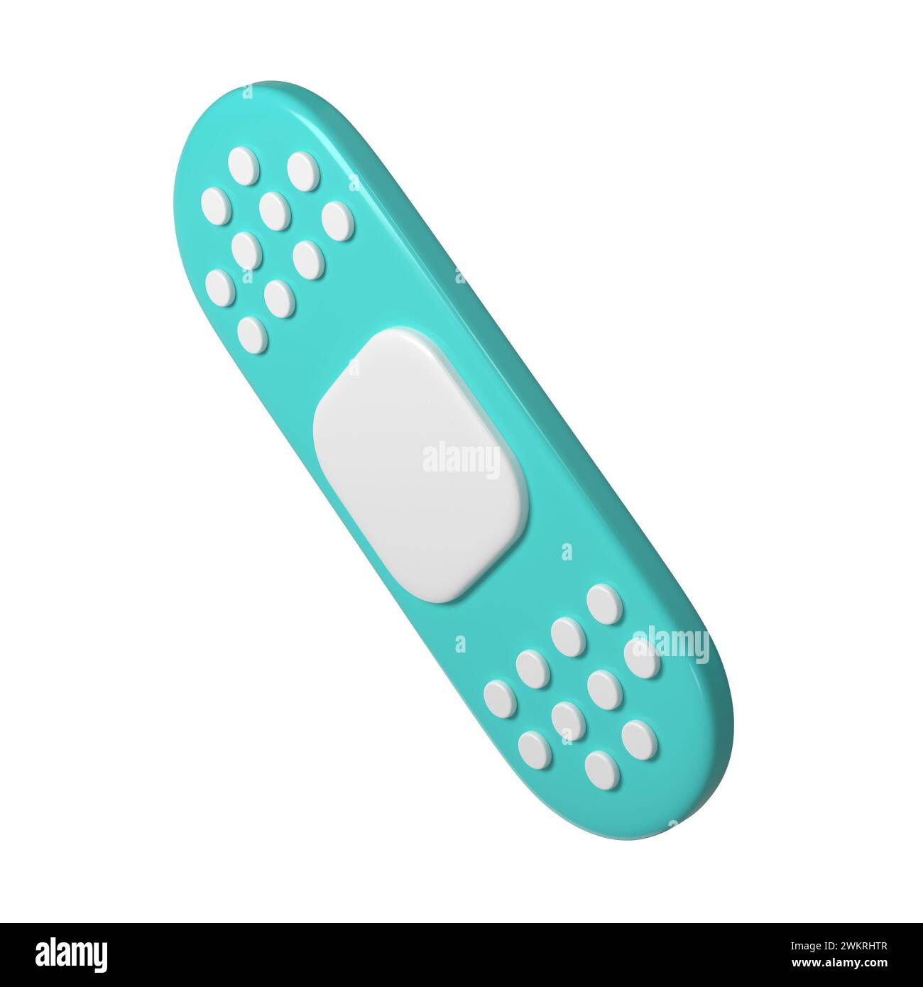 3d medical plaster icon. Rendering illustration of sticky medic bandage. Turquoise and white ...