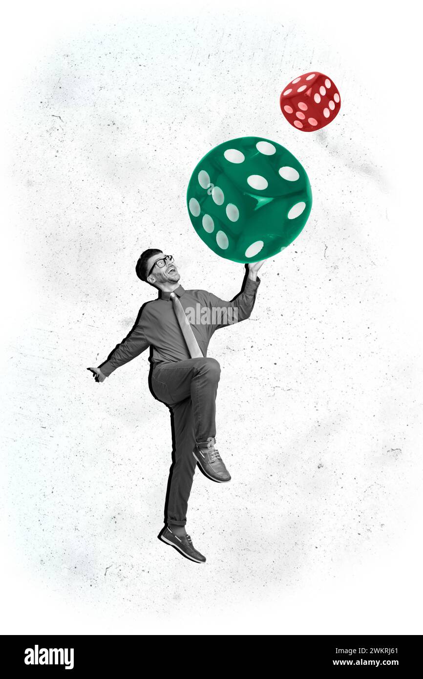 Creative poster collage of excited mister dice cubes play casino ...
