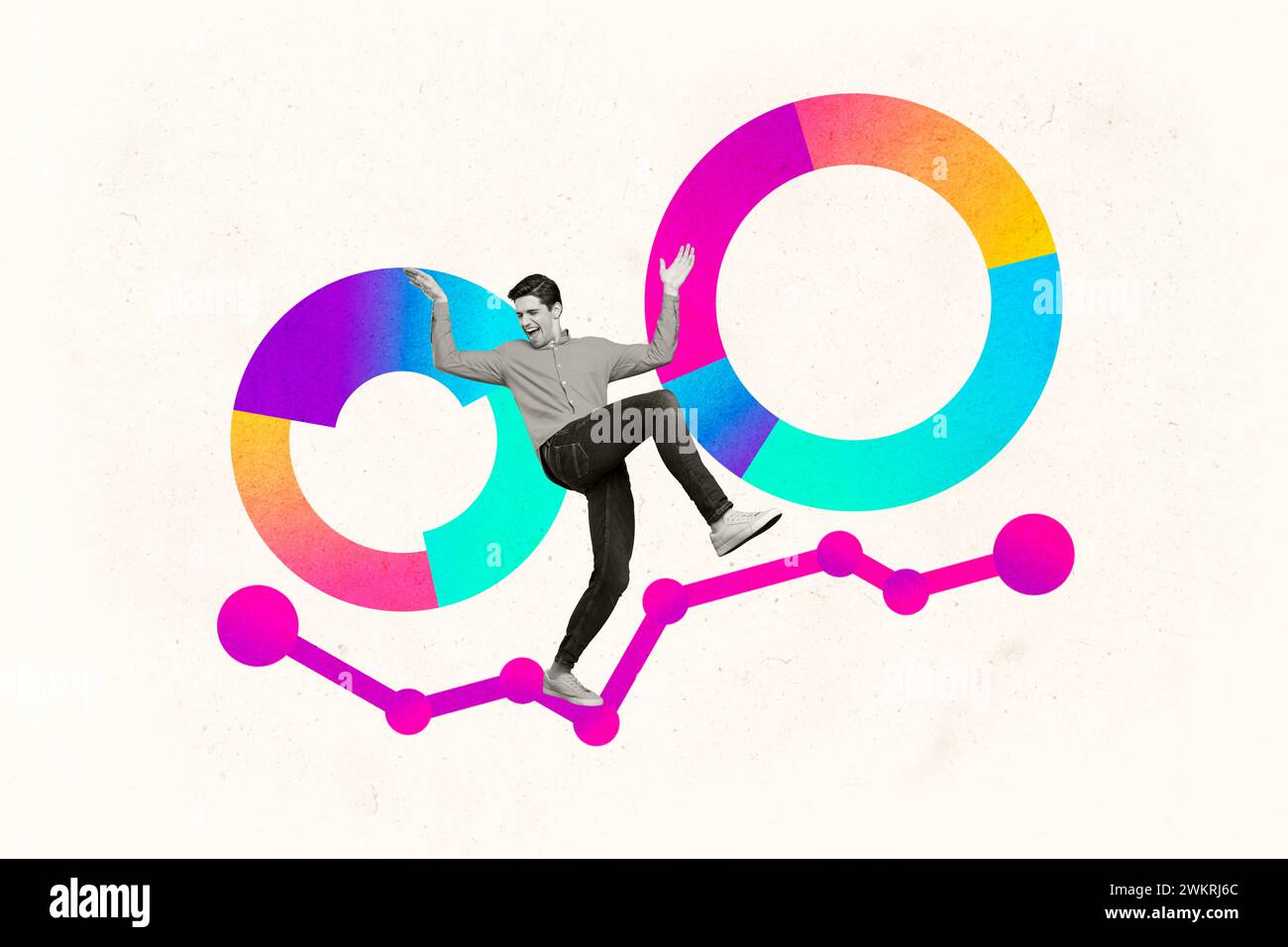 Creative trend collage of businessman dancing have fun celebrate ...