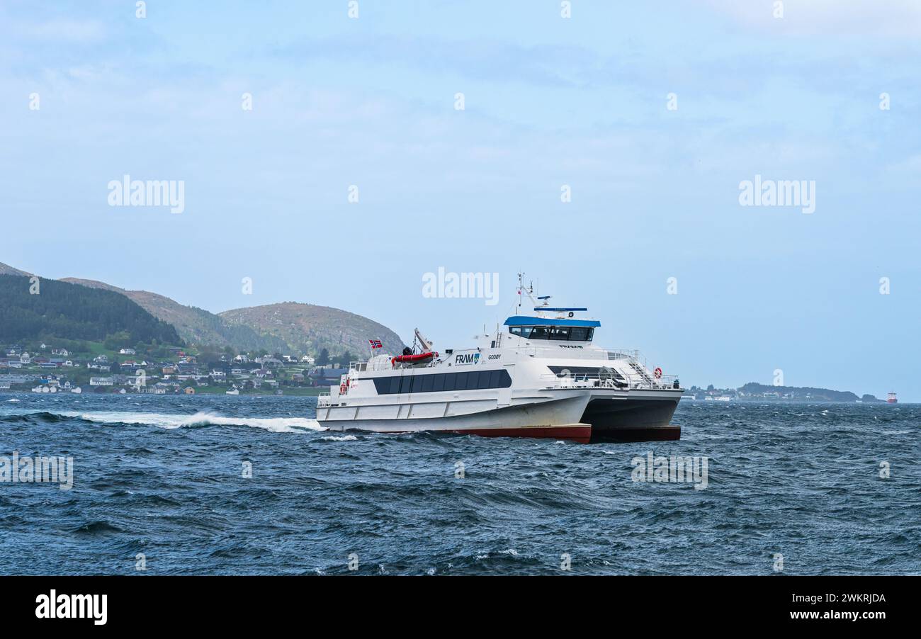 FRAM Ferry, Godøy Island, ALESUND, Geirangerfjord, Norway Stock Photo ...