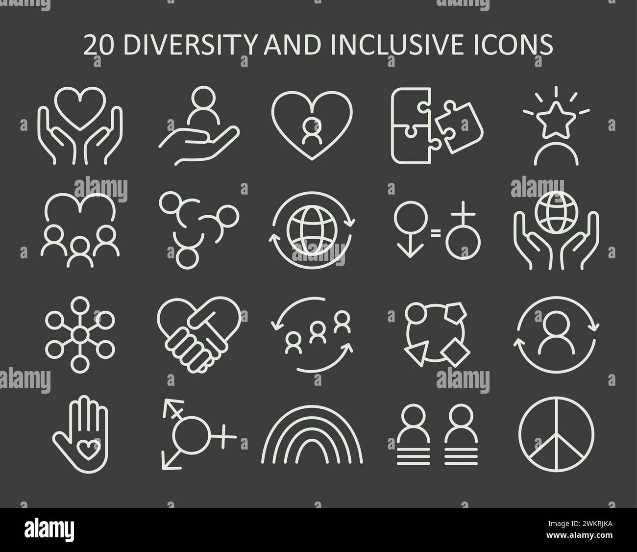 Inclusive society set. A collection of icons representing unity ...