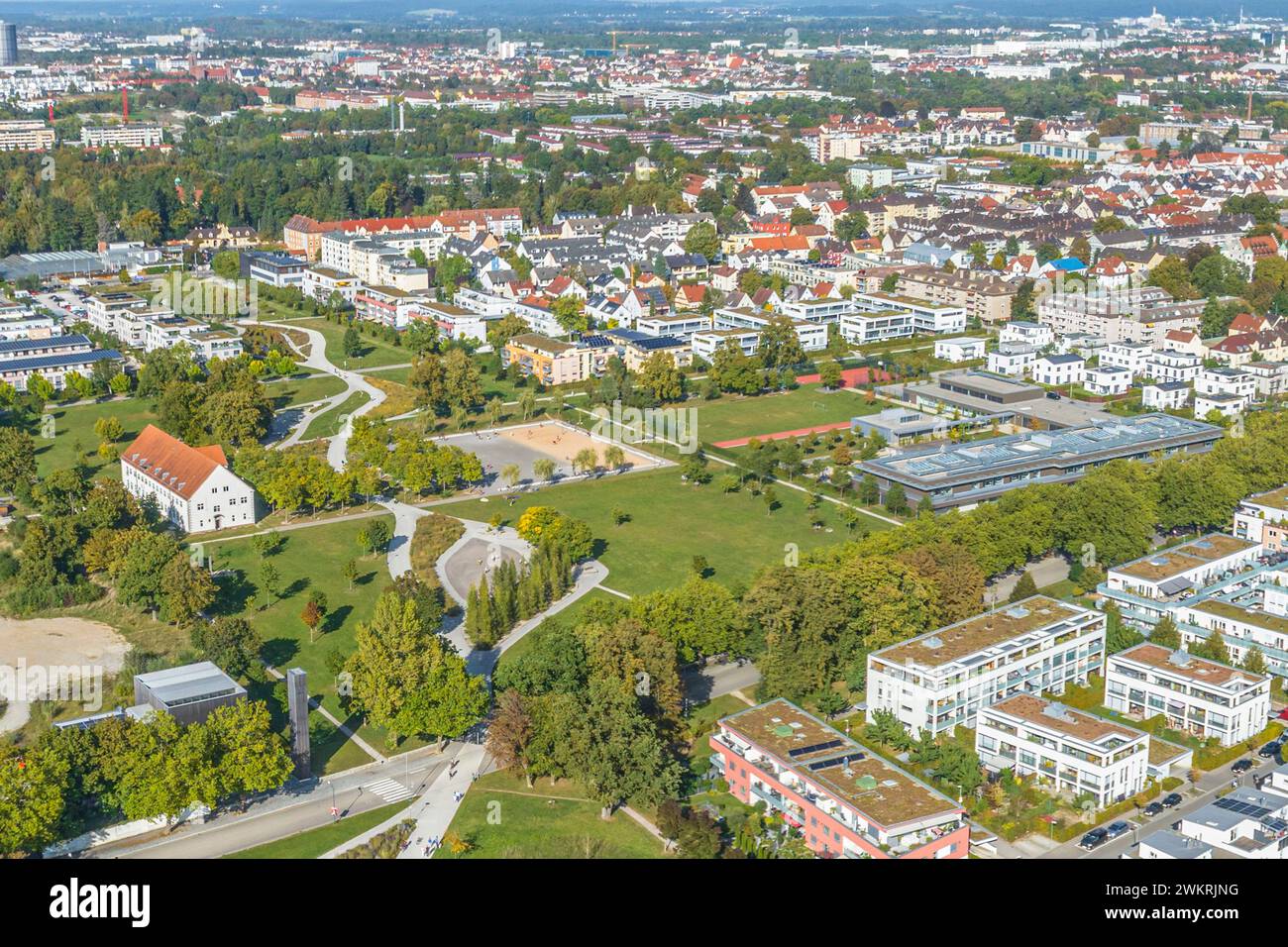 Aerial view to the Sheridan site, former barracks area in Augsburg ...
