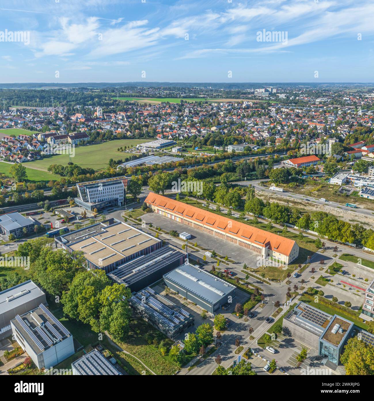 Aerial view to the Sheridan site, former barracks area in Augsburg ...