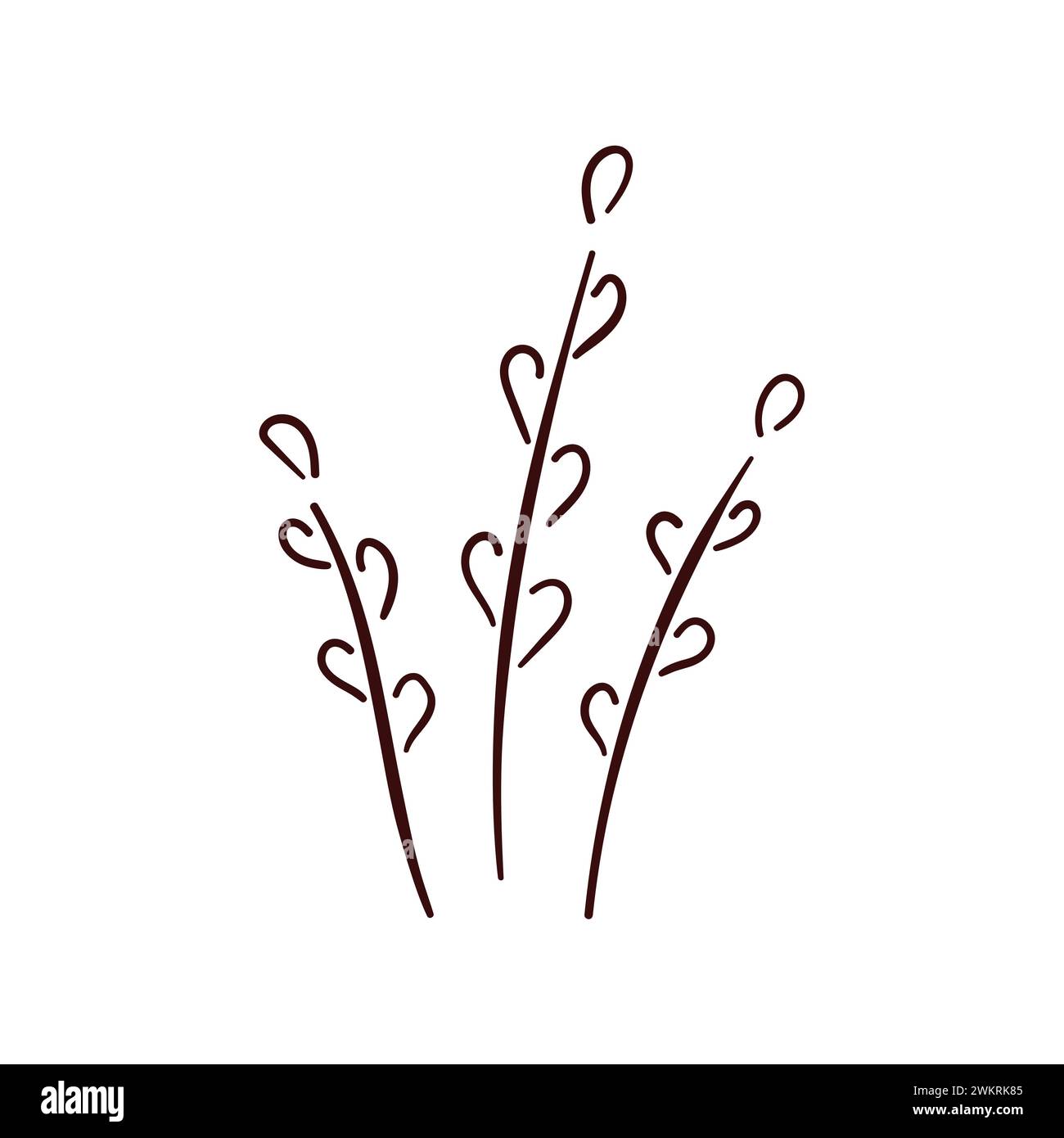 Willow branch outline simple icon in line art style. Willow twig symbol design for web and ...