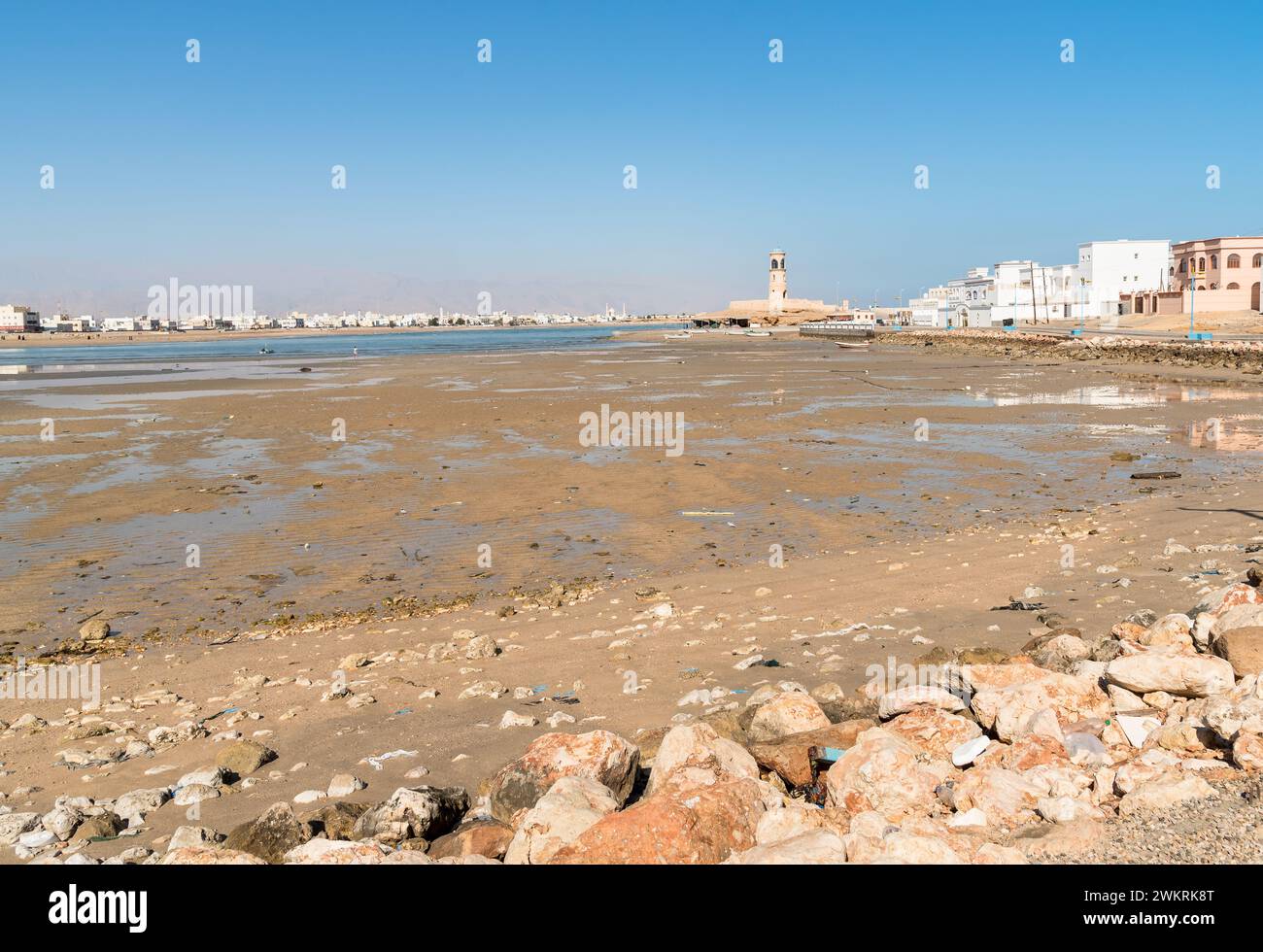 Landscape of the bay of Sur with Al Ayjah Lighthouse, Sultanate of Oman ...