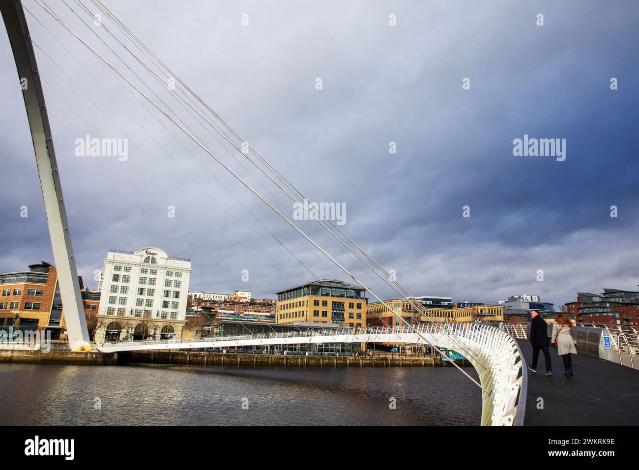 The Millenium Bridge across the The River Tyne. Newcastle / Gateshead ...