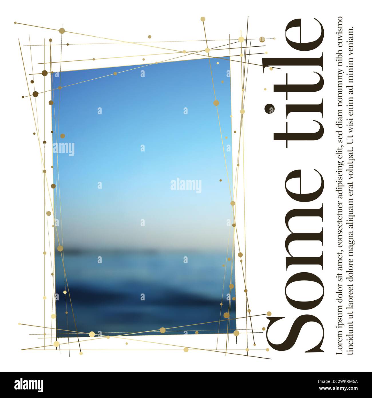 A golden rectangle frame with delicate lines and dots, perfect for ...