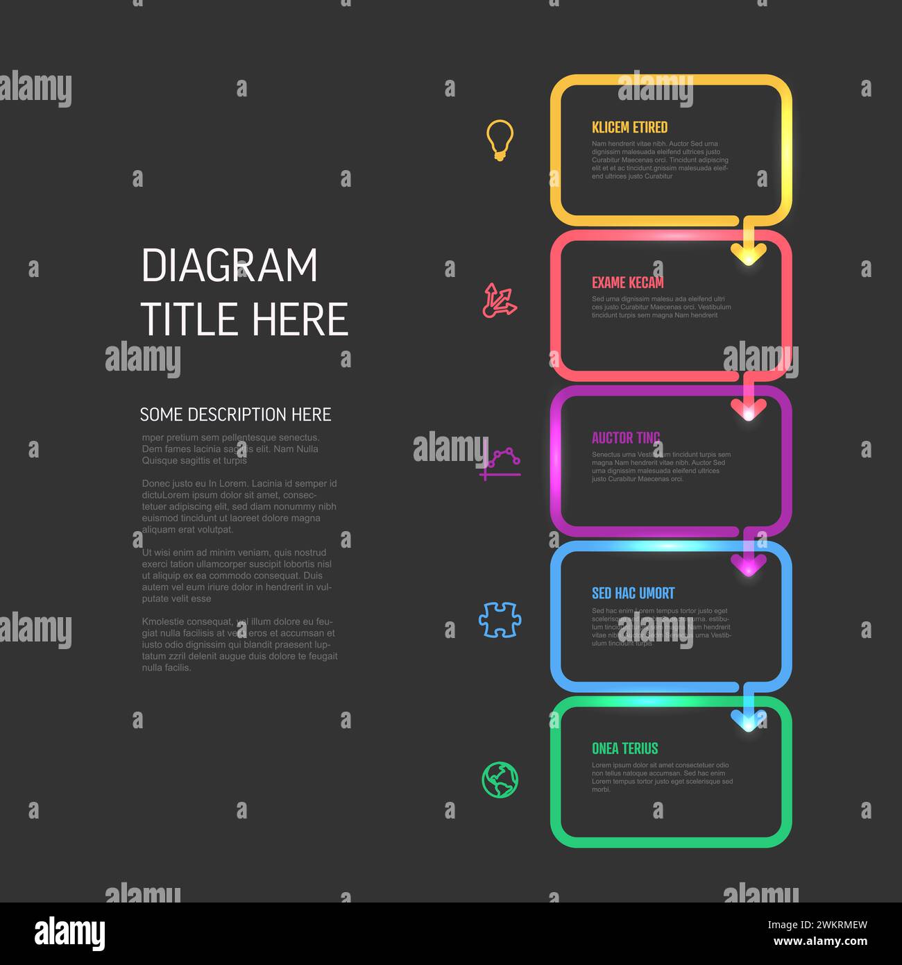 Vector process progress template diagram schema with five steps icons ...