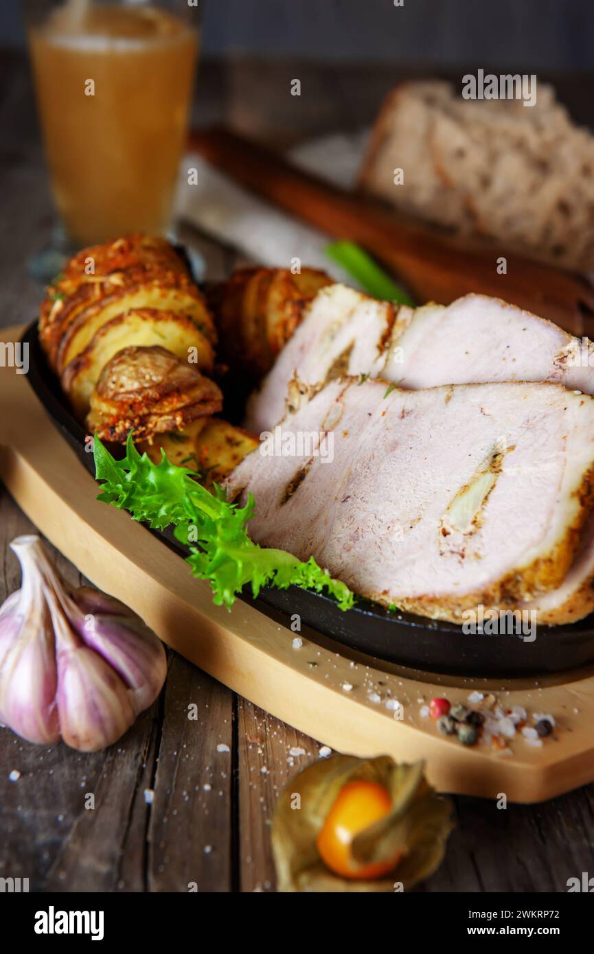 Sunday roasted pork tenderloin, juicy and succulent oven-baked piece of ...