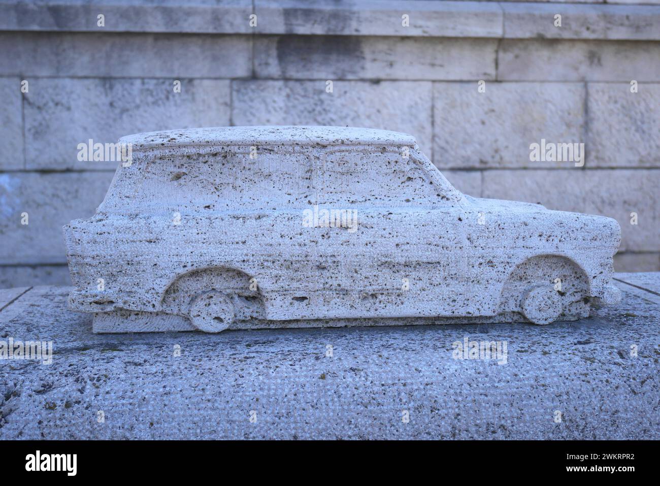 Wind-up Trabant, a limestone mini statue by Hungarian Ukrainian ...