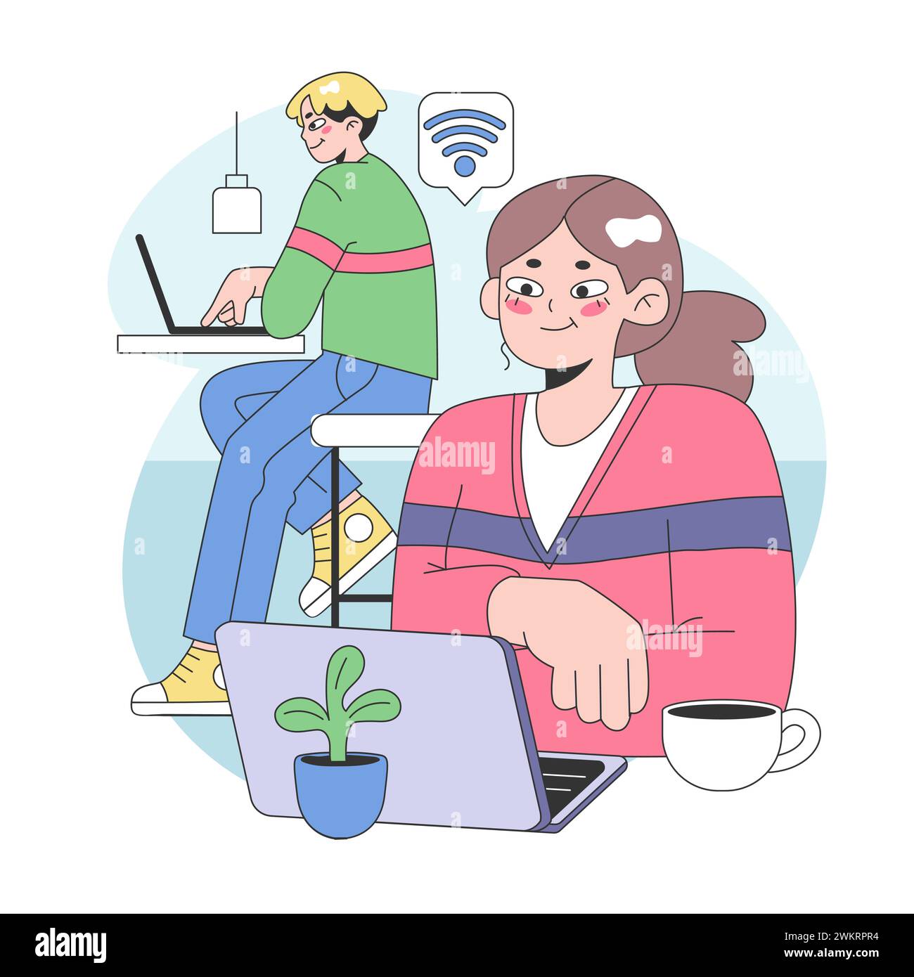 Co-living. Friends or roommates living together. Characters hang out in ...