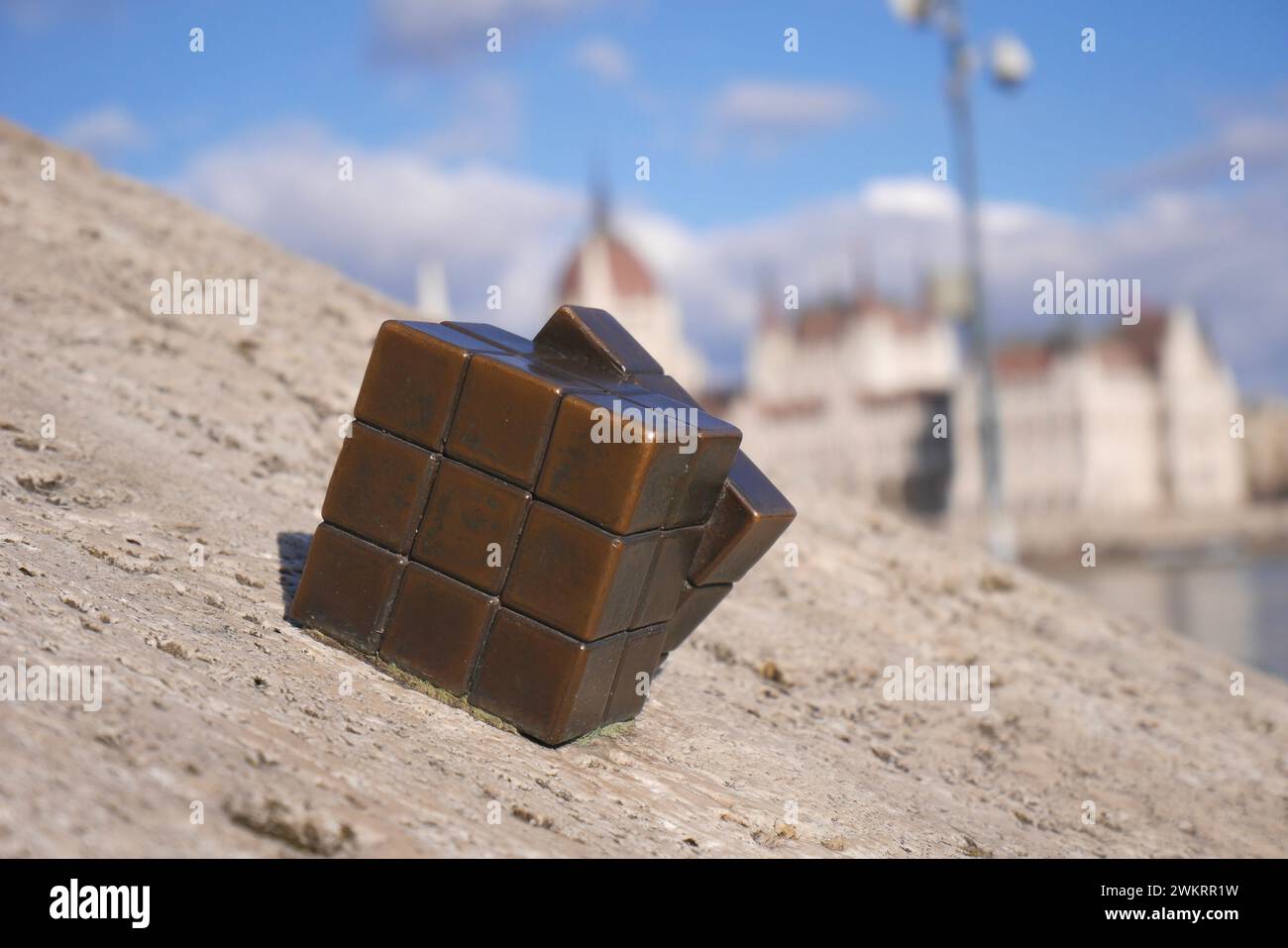 Rubik's cube, a bronze mini statue by Hungarian Ukrainian sculptor ...