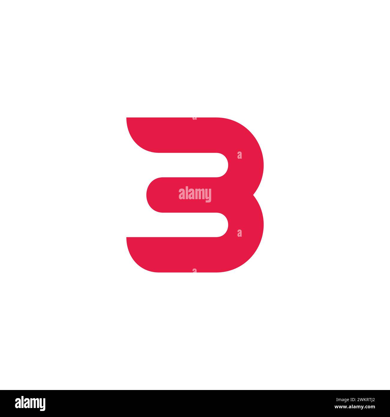 letter b number 3 simple curves run logo vector Stock Vector Image ...