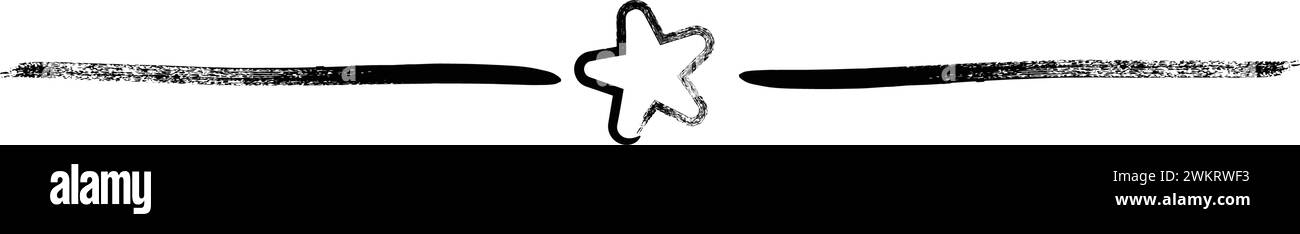 Star frame divider border hand drawn horizontal line vector shape icon ...