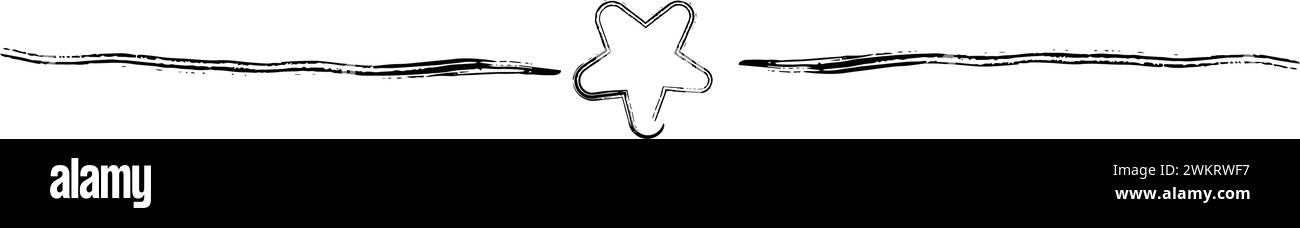 Star frame divider border hand drawn horizontal line vector shape icon ...