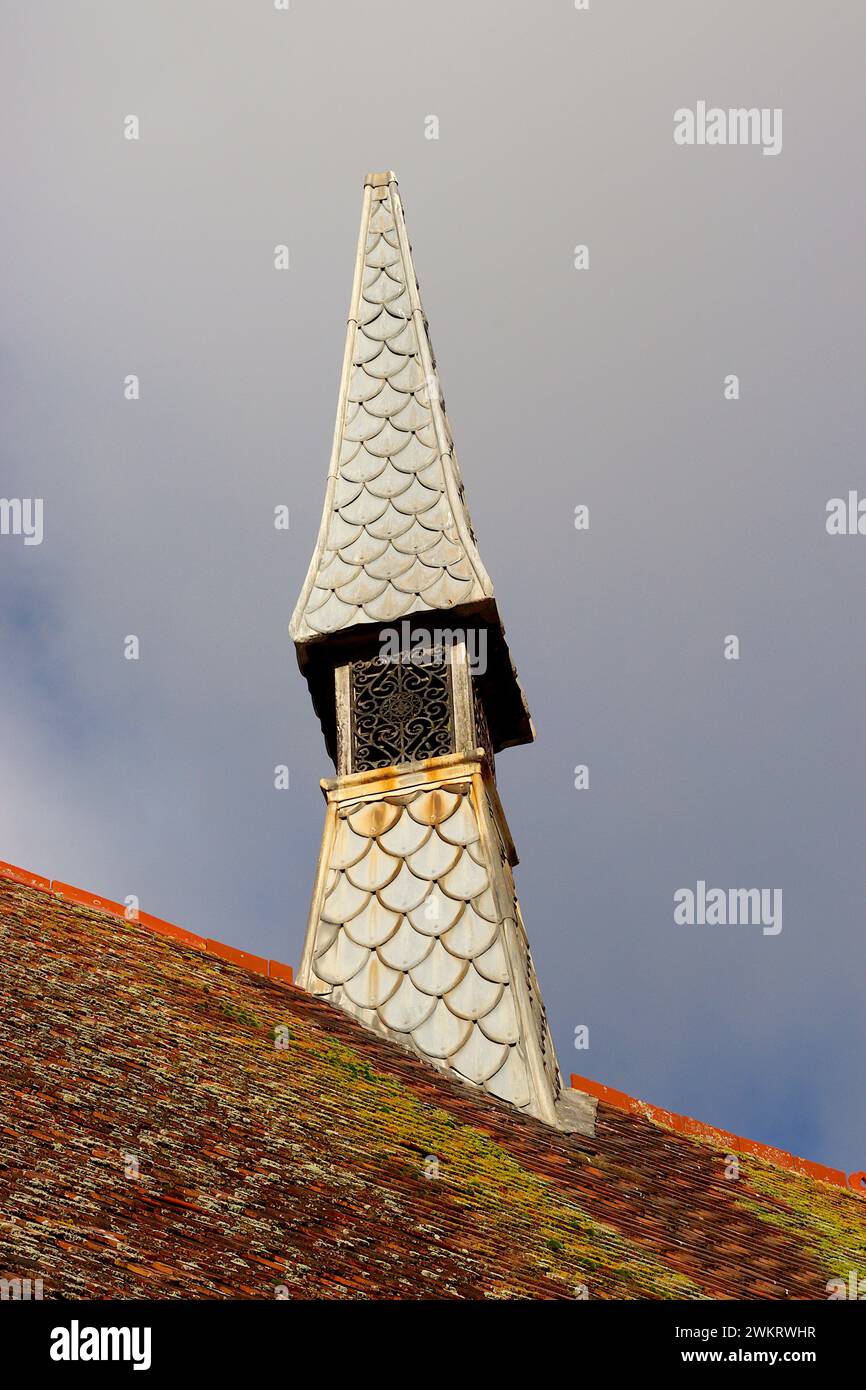 Decorative lead flashing around the Bell tower of Saint Demetrios ...