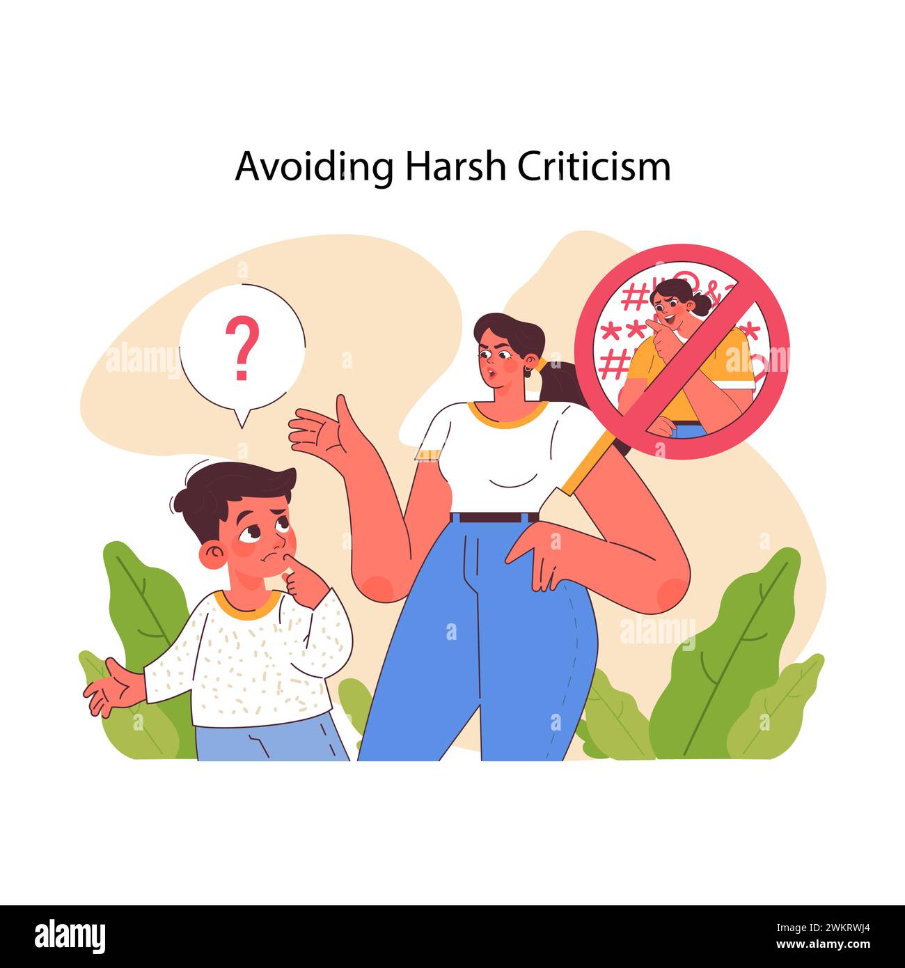 Avoiding harsh criticism concept. Young boy perplexed by situation ...