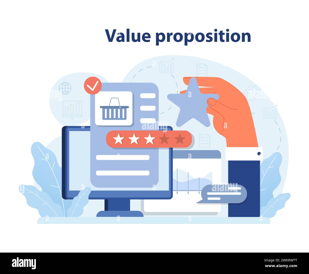 Market penetration concept. Hand highlighting a star as a symbol of top value proposition on a ...