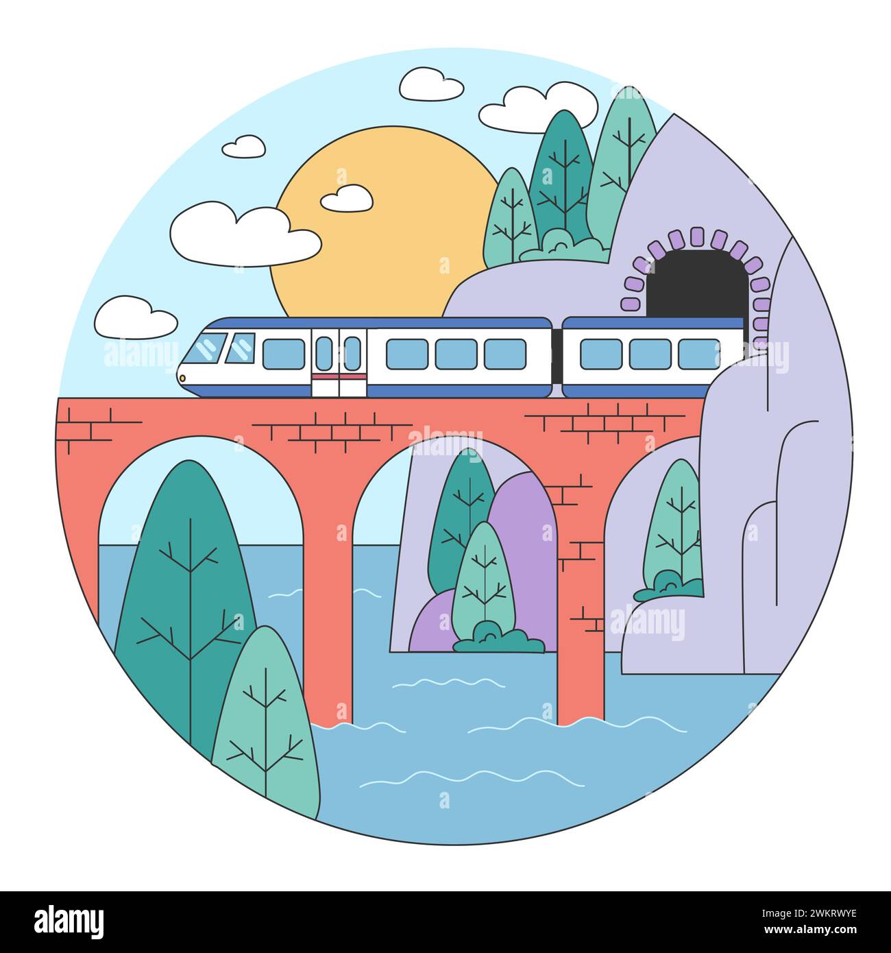 Train trip. Characters traveling by train. Passengers with luggage ...