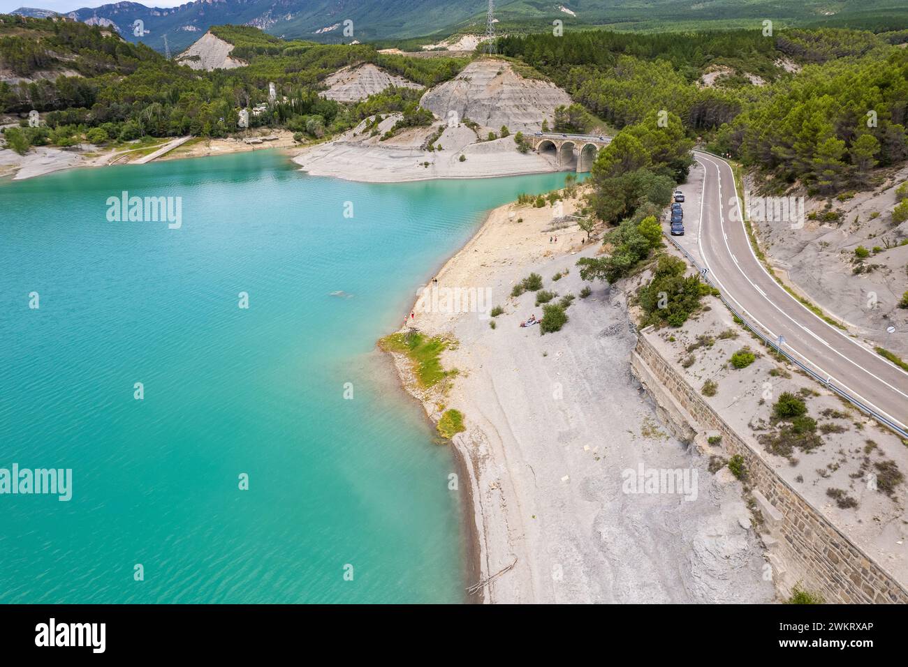 Aerial view of Yesa reservoir by Tiermas in Spain, Summer 2023 Stock ...