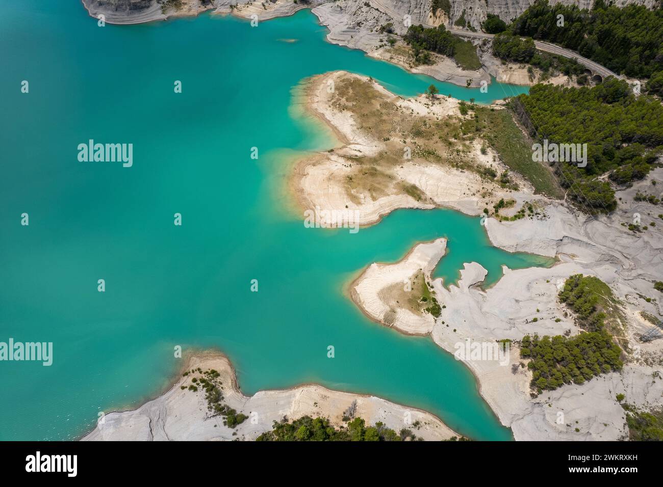 Aerial view of Yesa reservoir by Tiermas in Spain, Summer 2023 Stock ...
