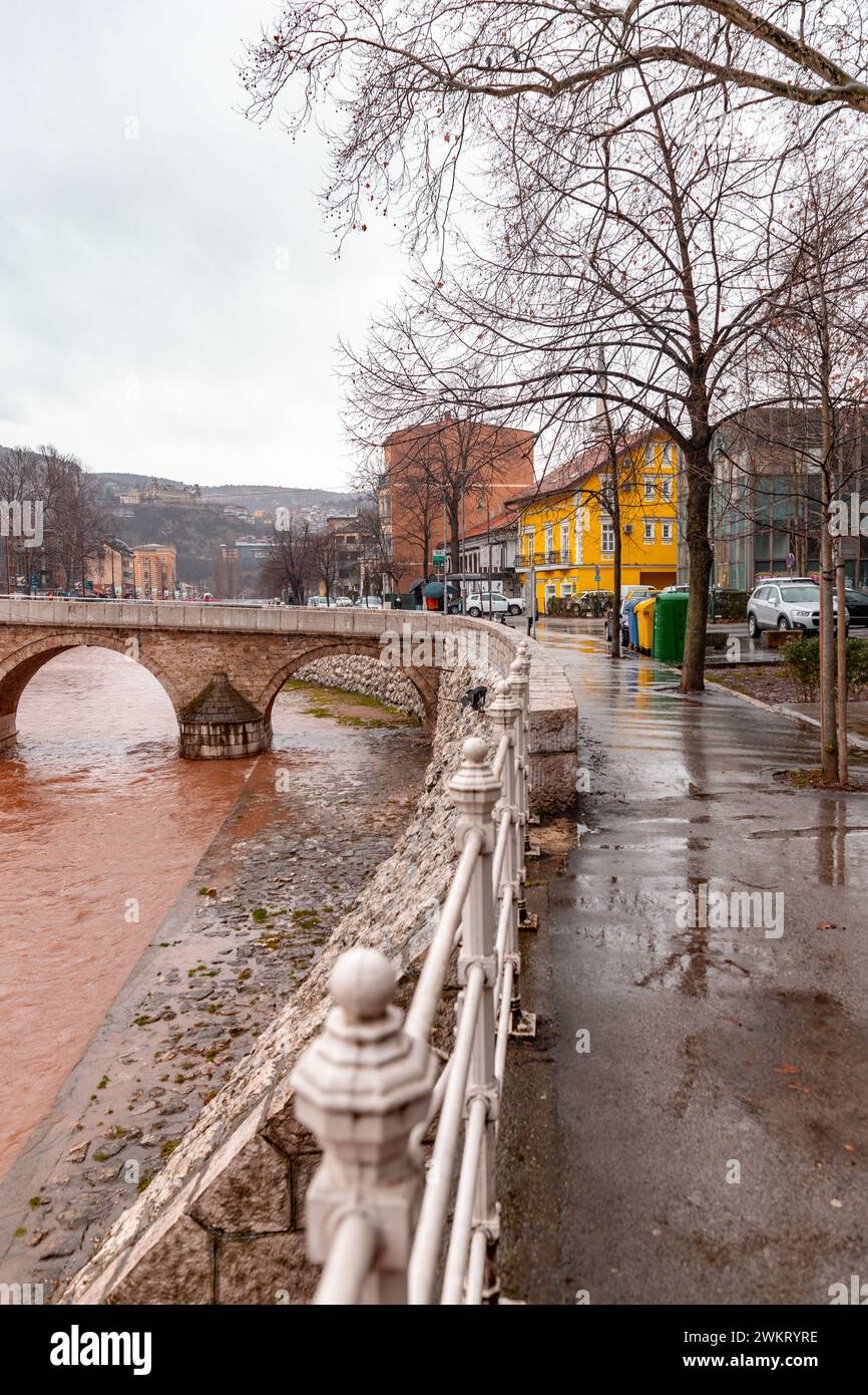Sarajevo - Bosnia and Herzegovina - 11 FEB 2024: Latin Bridge is an ...