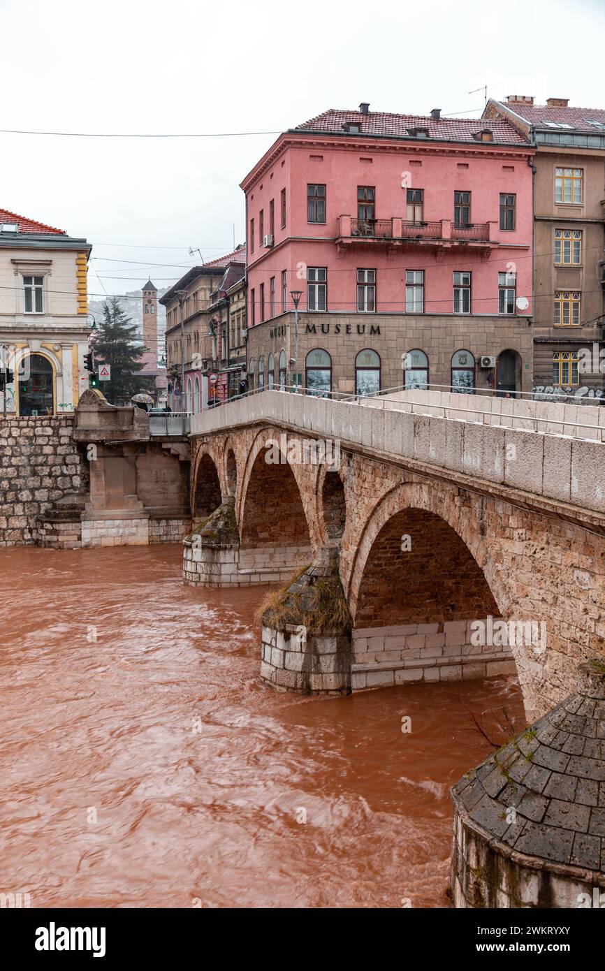 Sarajevo - Bosnia and Herzegovina - 11 FEB 2024: Latin Bridge is an ...