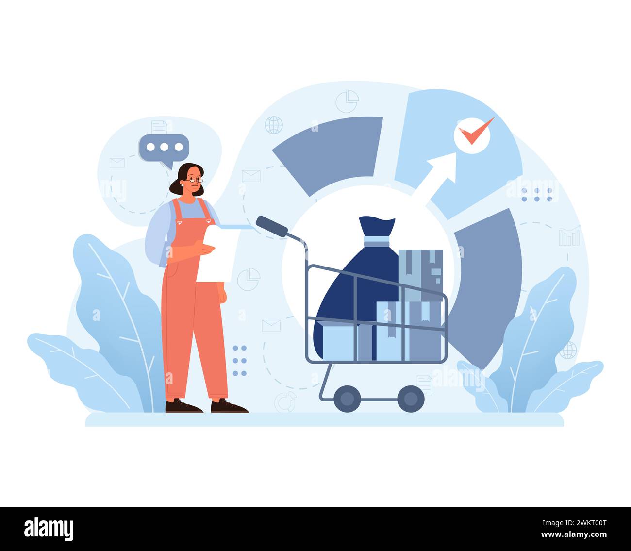 Modern Recycling Initiative concept. Woman in work attire next to ...