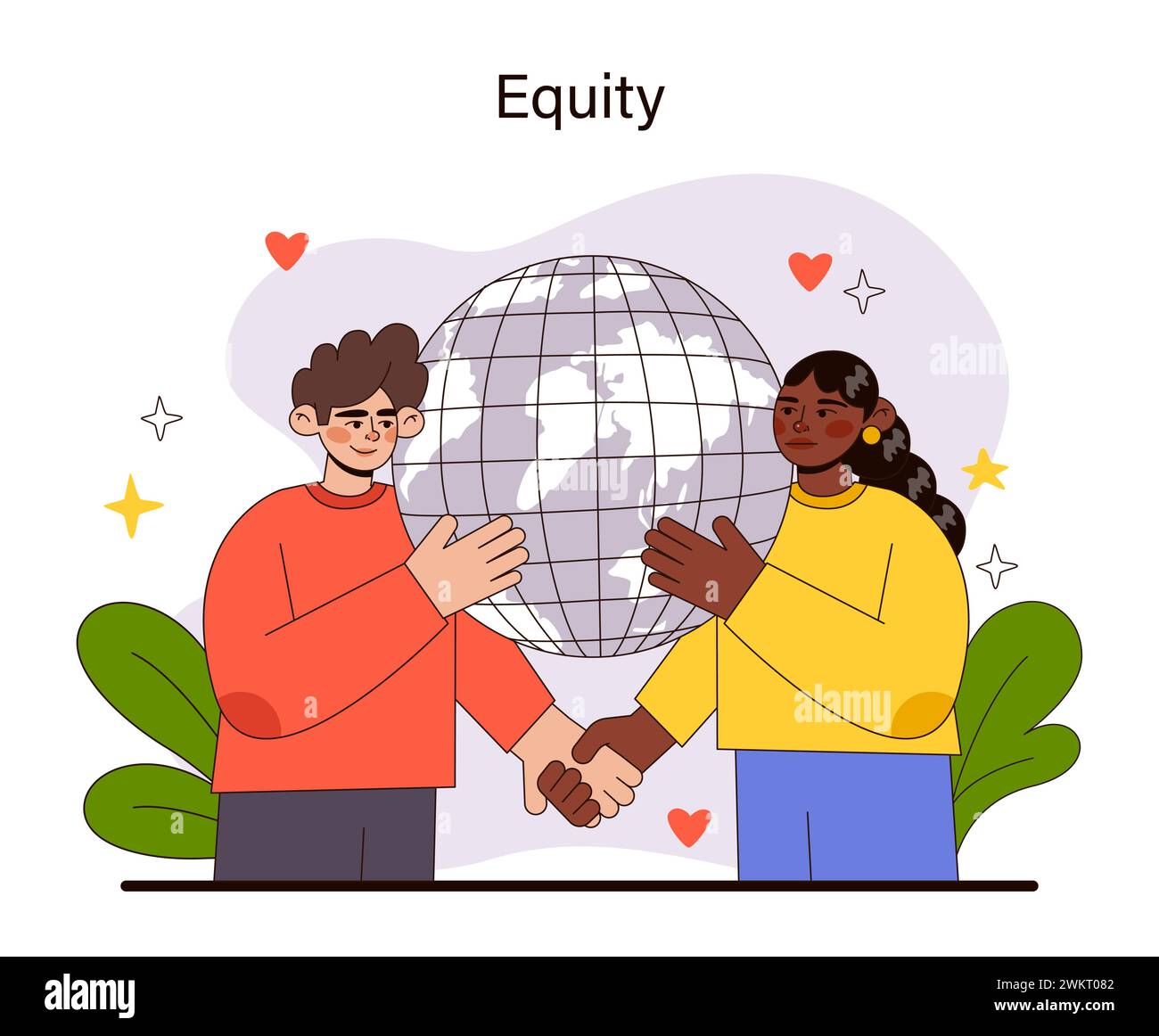 Equity concept. Global unity handshake illustrating fair opportunities. World cooperation for ...