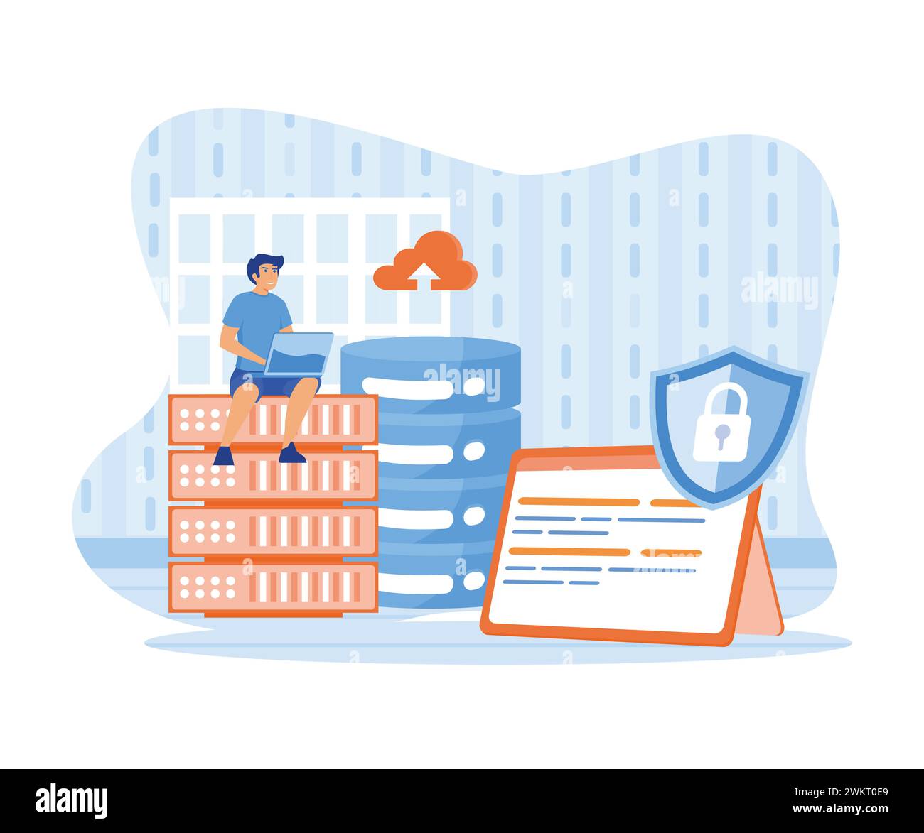 Hackers Stealing Personal Data Hacker Criminal With Laptop Stealing User Personal Data Flat