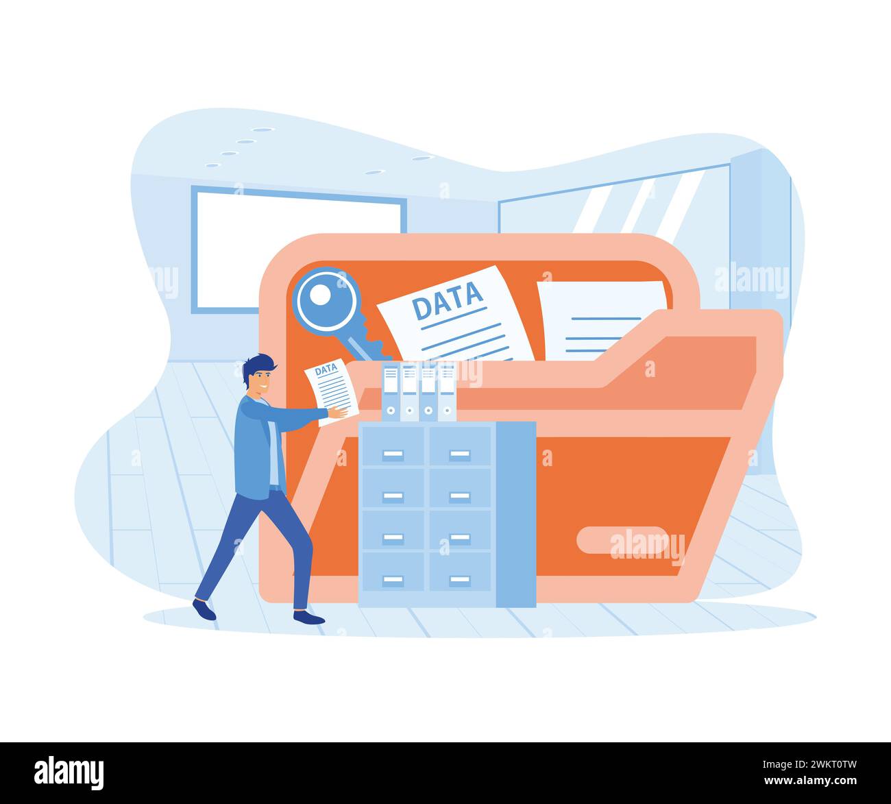 Data management and protection creative metaphor. flat vector modern ...