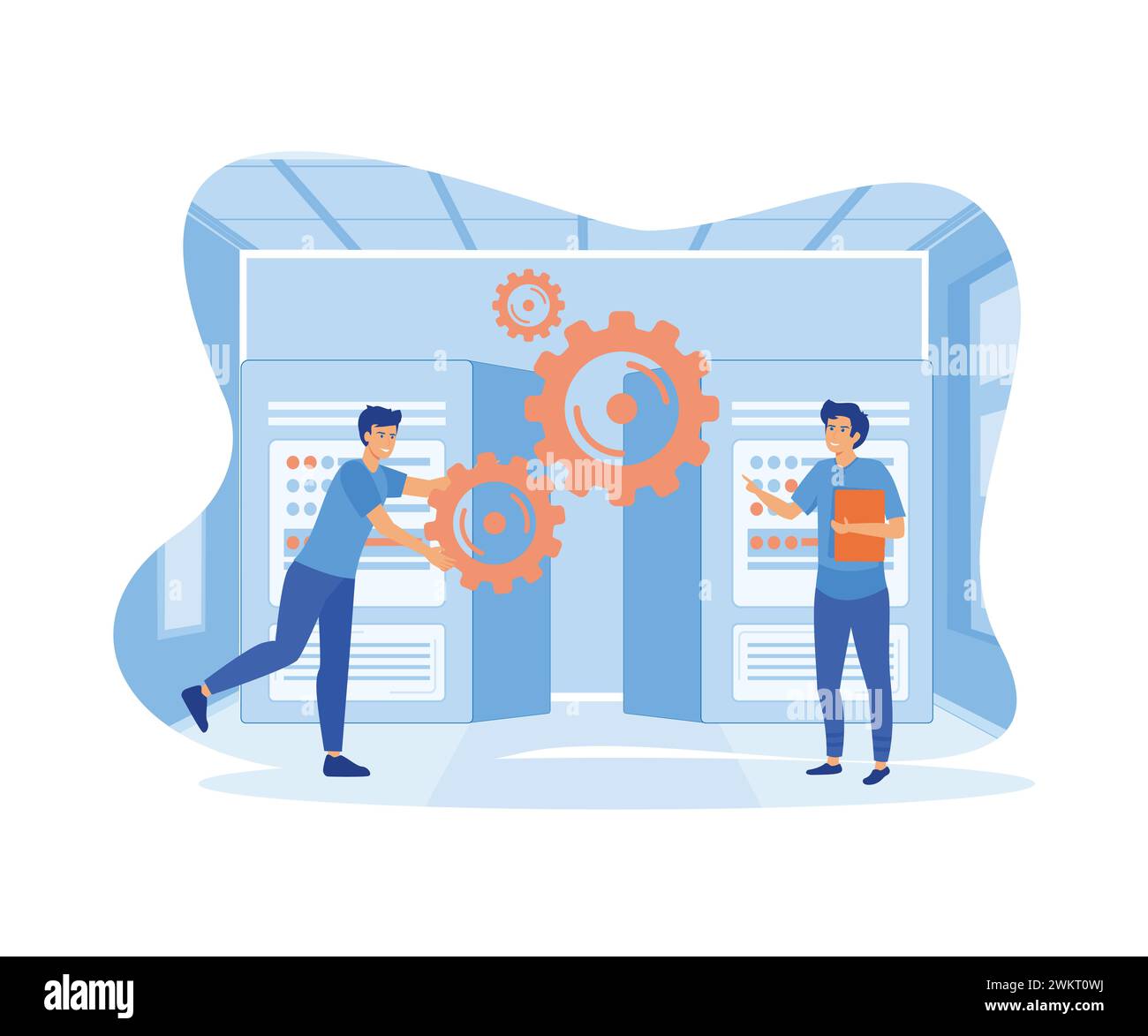 Big Data Job Sharing Online Visualization Abstract Metaphor Flat Vector Modern Illustration
