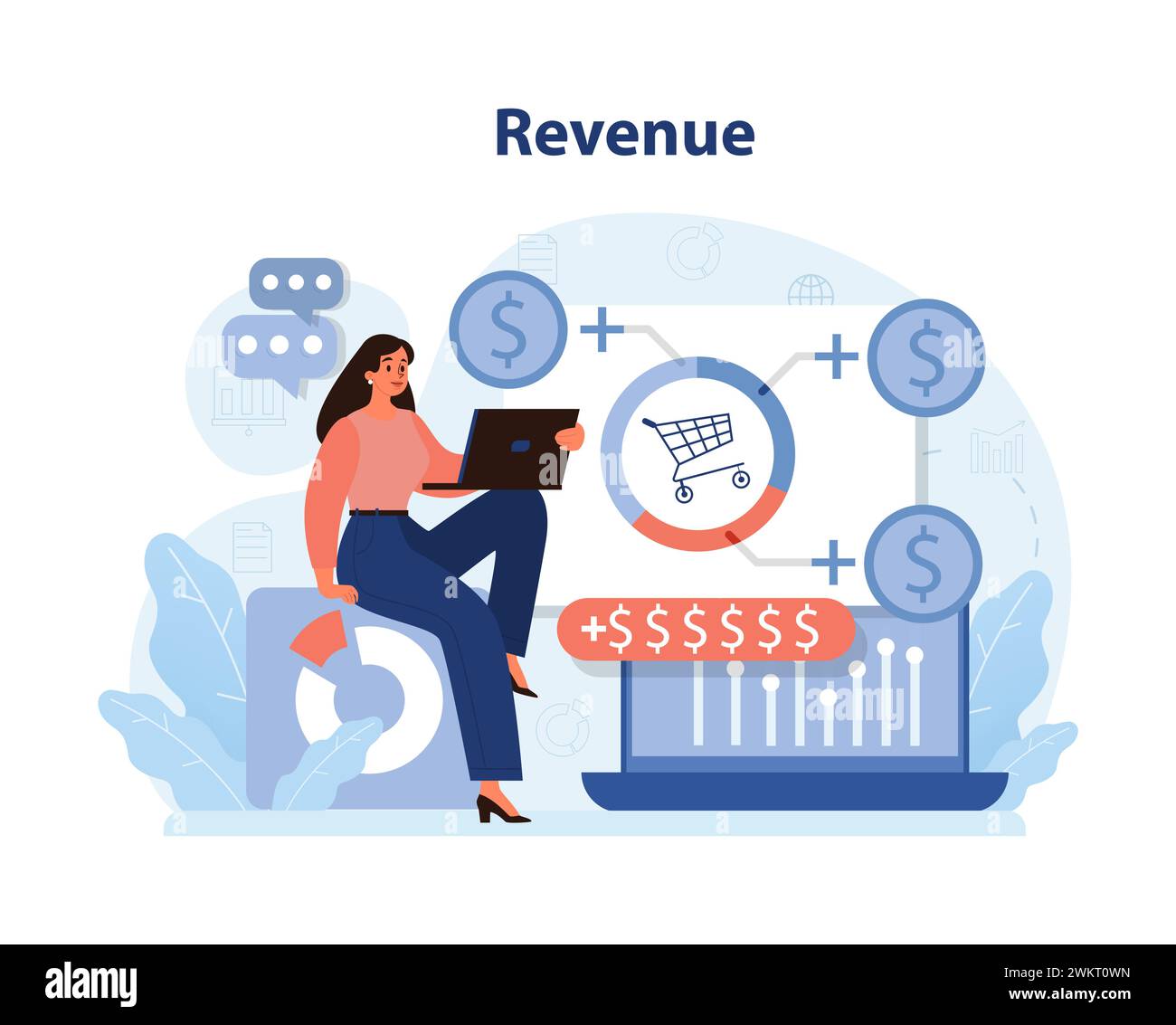 Expert analyzing revenue streams. Woman with laptop, viewing sales ...