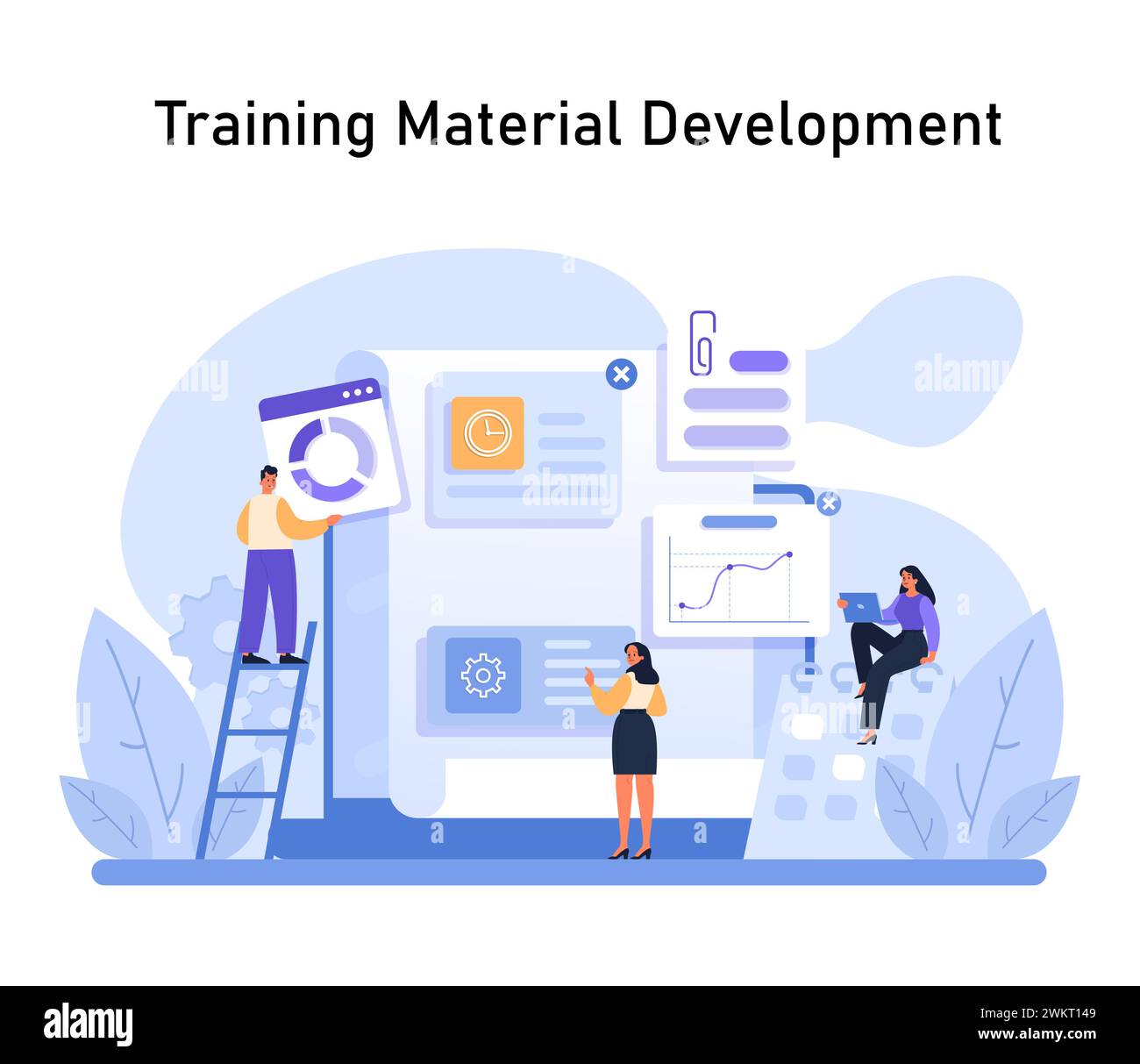 Team of experts crafting digital training materials. Collaborative effort in designing e ...