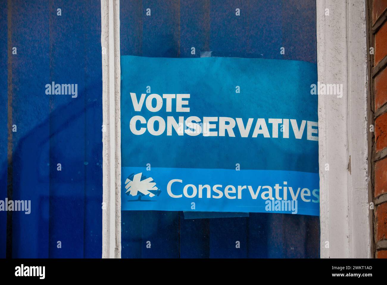 Vote Conservative posters at Rayleigh HQ Stock Photo - Alamy