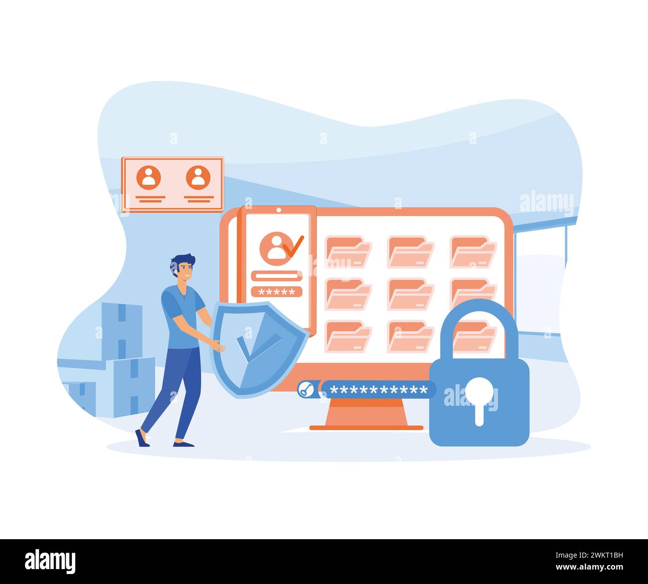 Flat personal cyber data security user with shield log in protection ... Flat personal cyber data security user with shield log in protection ...