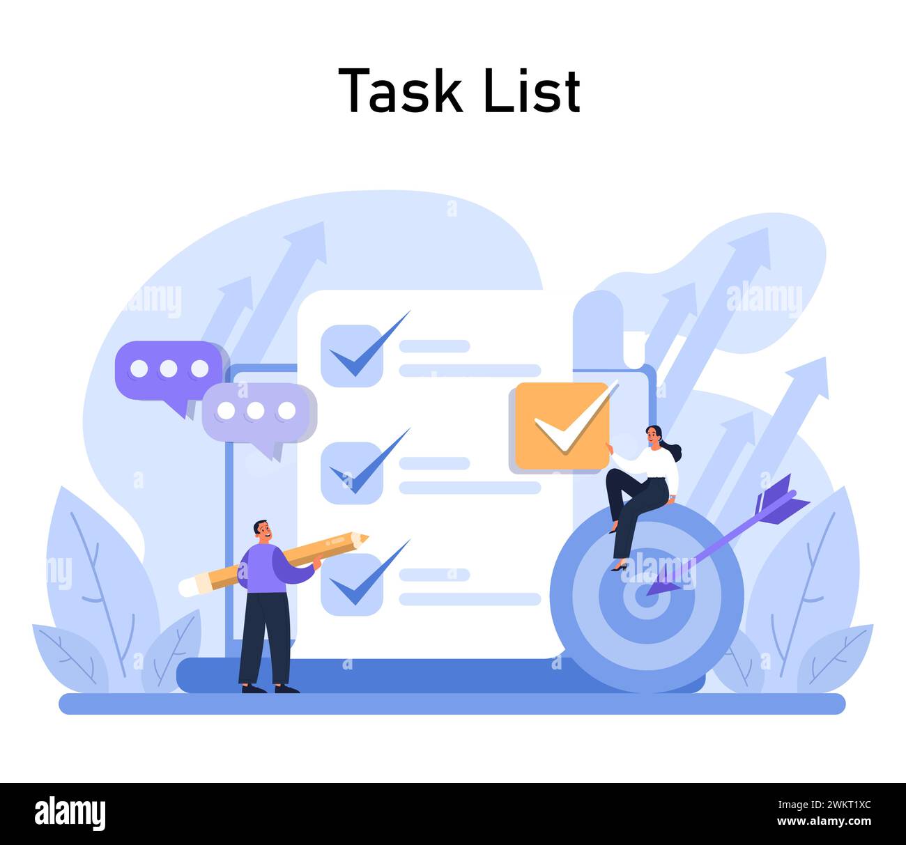 Efficient team streamlining tasks, with a giant checklist backdrop ... Efficient team streamlining tasks, with a giant checklist backdrop ...