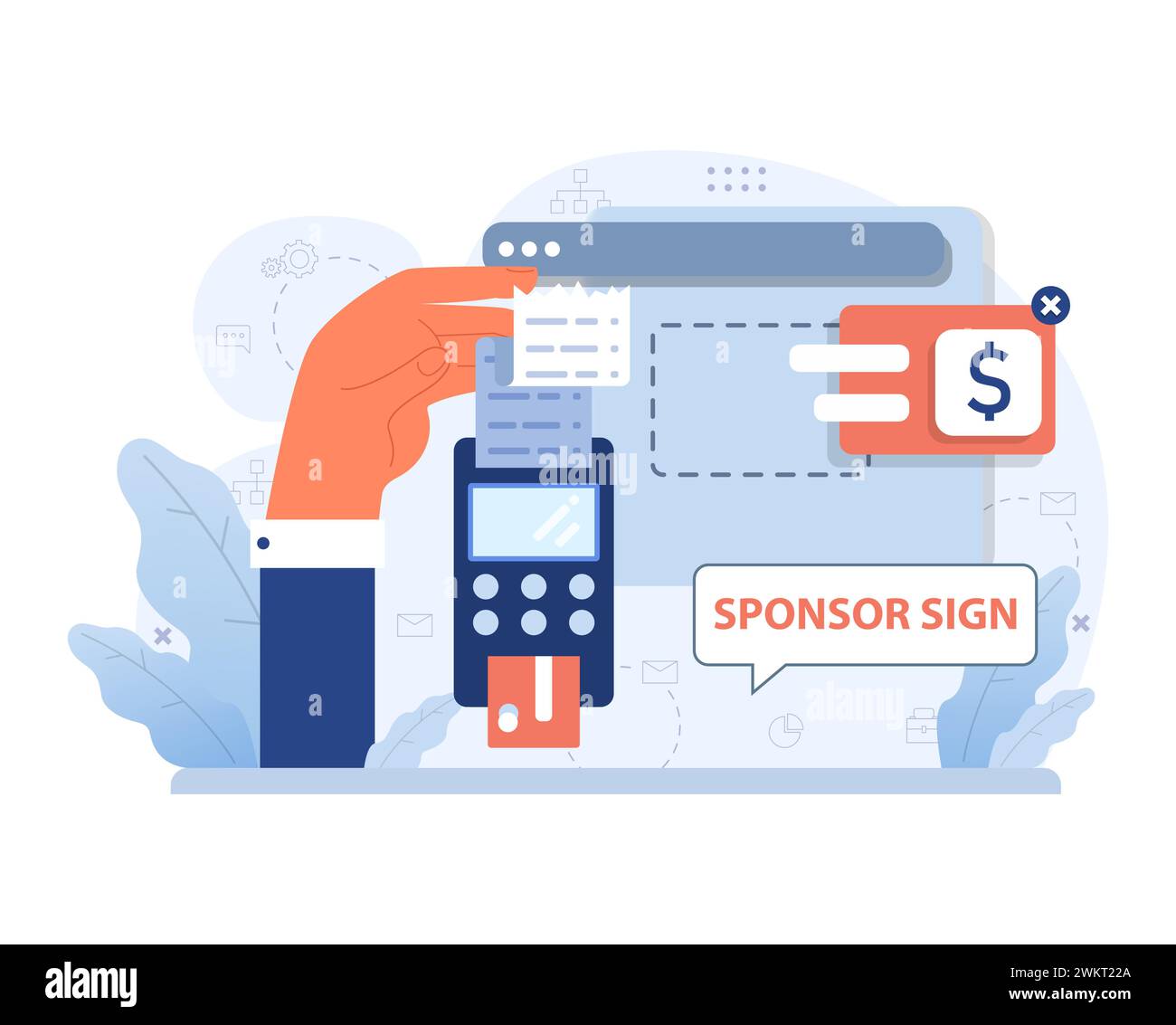 Hand processing a sponsorship transaction with a card terminal ...