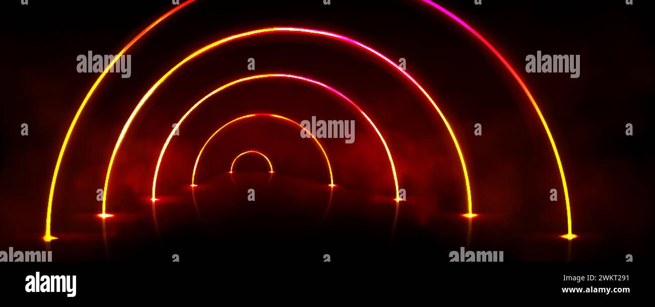 LED light arch portal on black background. Vector realistic ...