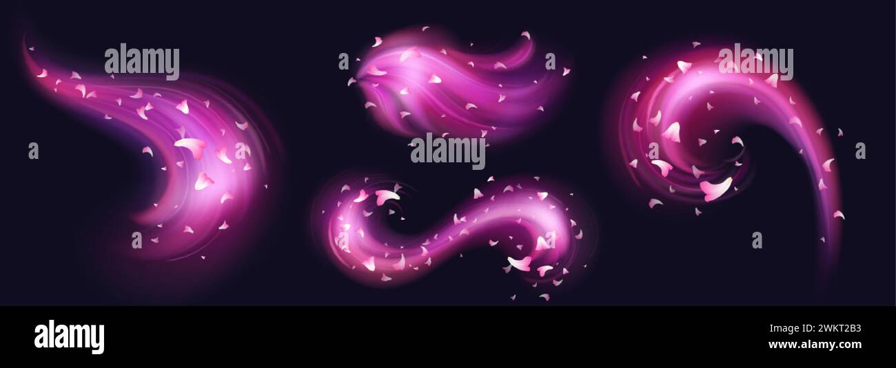 Pink fragrance wind swirl with glowing smoke and cherry or sakura tree ...