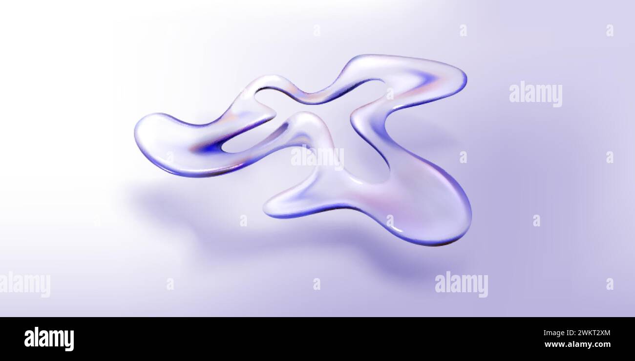 Glass abstract liquid shape on pastel purple gradient holographic ...