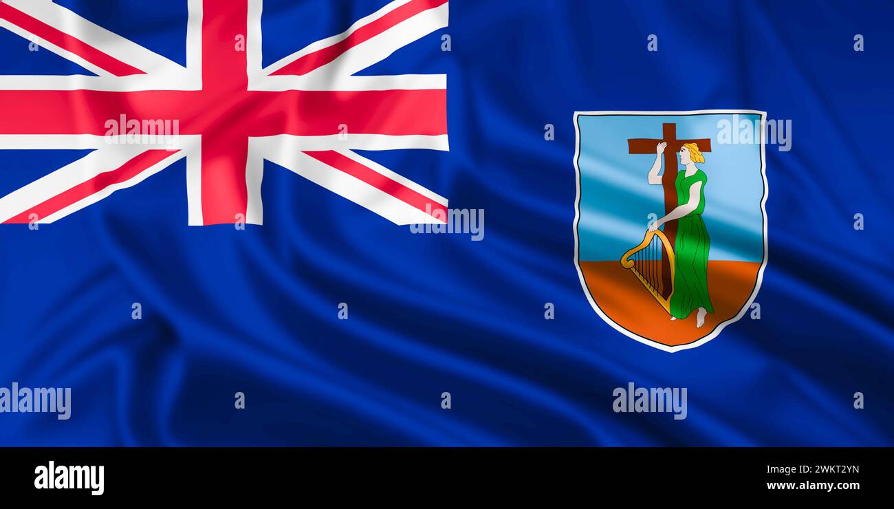 The Flag of Montserrat, a British Overseas Territory, Rippled Stock ...