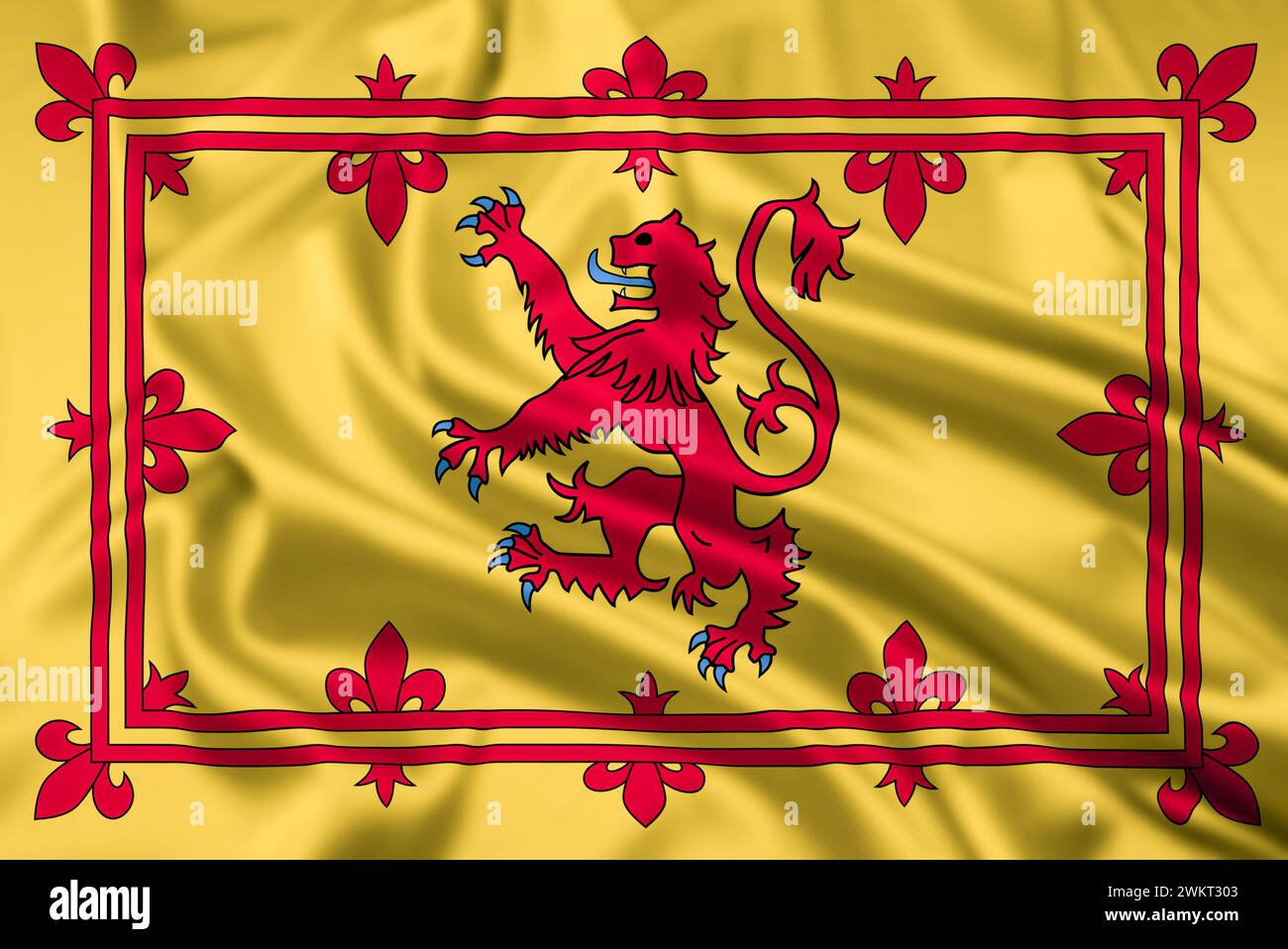 The Royal Banner of Scotland, The Lion Rampant, Rippled Stock Photo - Alamy
